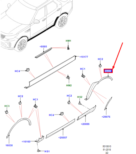 LAND ROVER DISCOVERY V L462 Rear Right Wheel Arch Molding LR106670 NEW ...