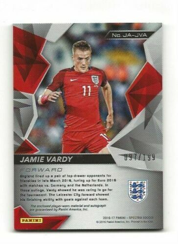 JAMIE VARDY 2016-17 PANINI SPECTRA JERSEY AUTO SP AUTOGRAPH # 97/199 ...