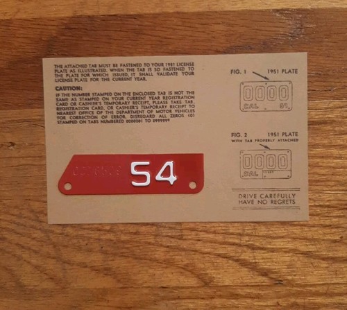 1954 RESTORED California YOM Motorcycle License Plate Metal Corner Tag ...