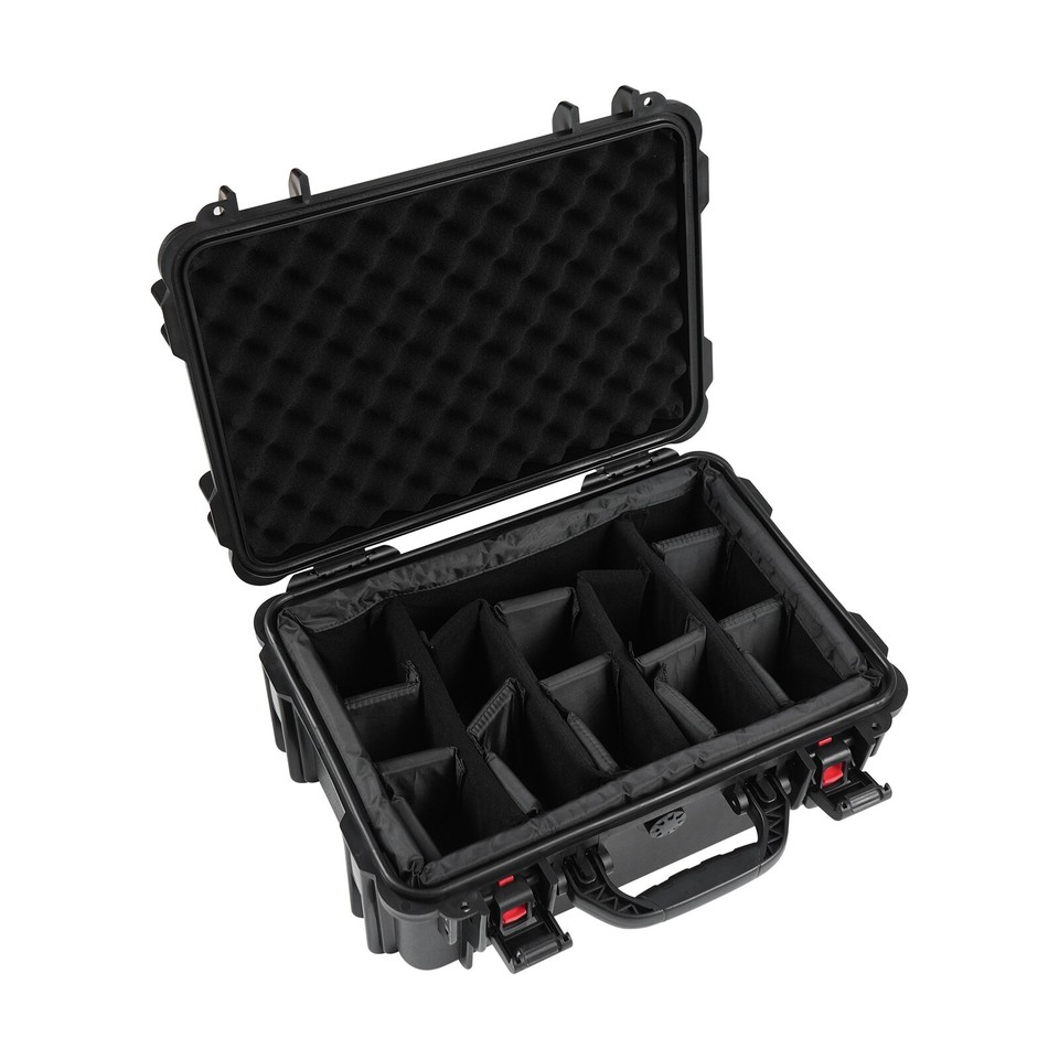 Waterproof Hard Case w/Dividers, Blk Plastic Storage Box for Tools ...