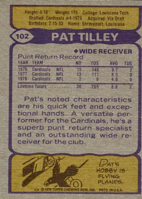 1979 Topps Football SET BREAK #102 Pat Tilley NMMT | eBay