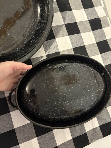 Vintage Savory Jr Roasting Pan Black Speckled Enamelware | eBay