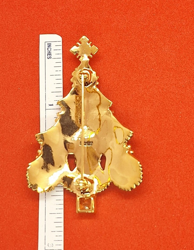 Monet Christmas Tree Brooch With Red Rhinestones And Green Enameling | eBay