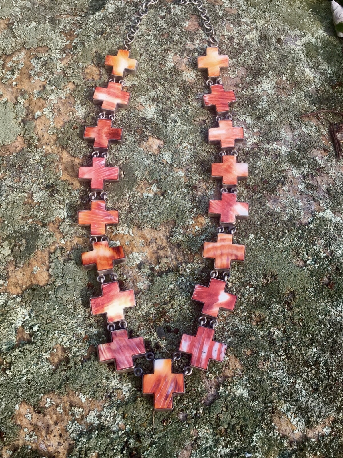 Large Spiny Oyster Shell Crosses Statement Necklace b… - Gem