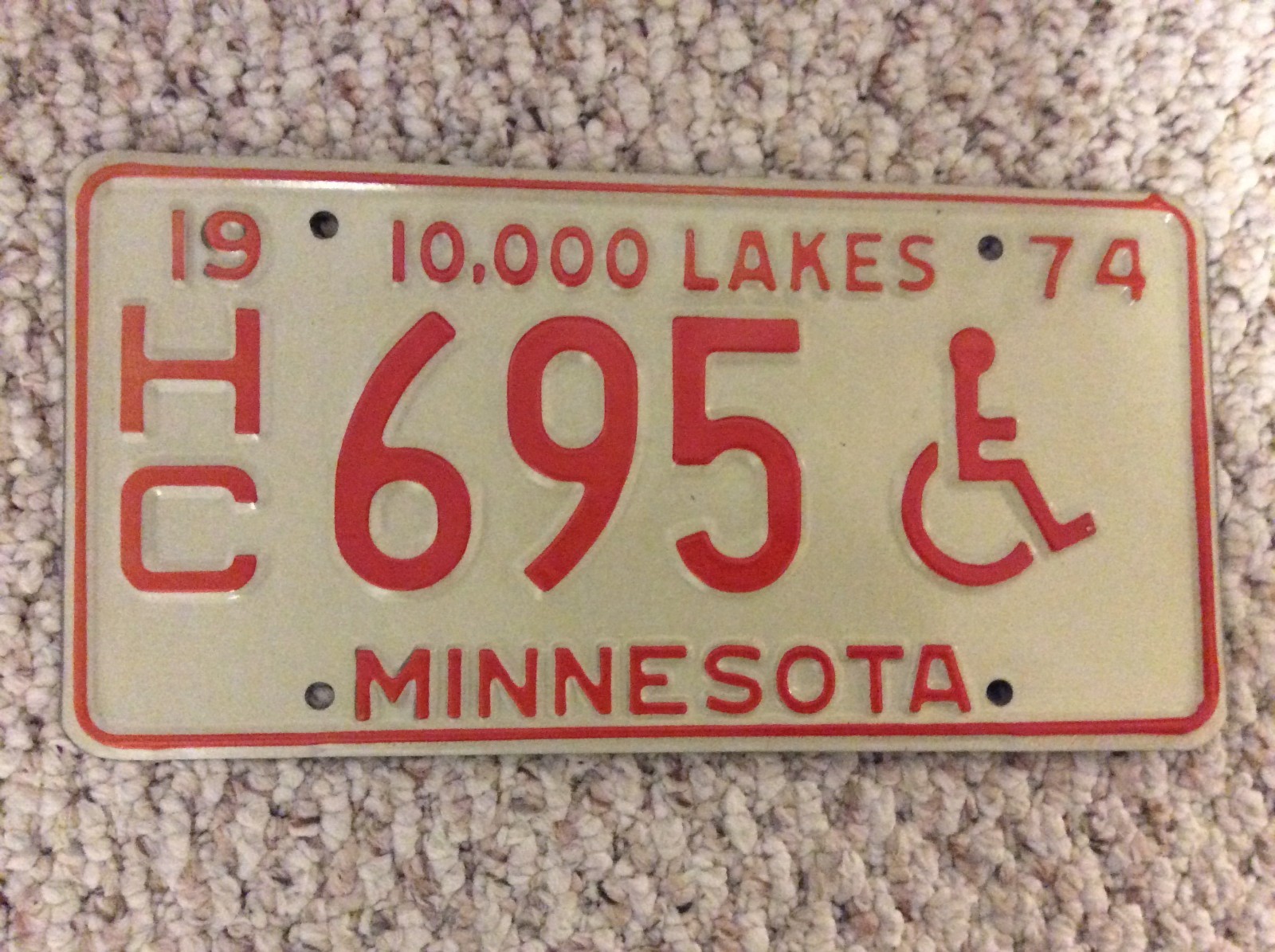 1974 Minnesota Handicap (HC) License Plate Vintage NOS U.S. Shipping ...