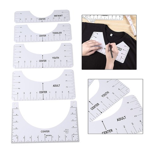 1 Pack of 5 PCS T Shirt Rulers Guide For Vinyl Alignment Placement ...