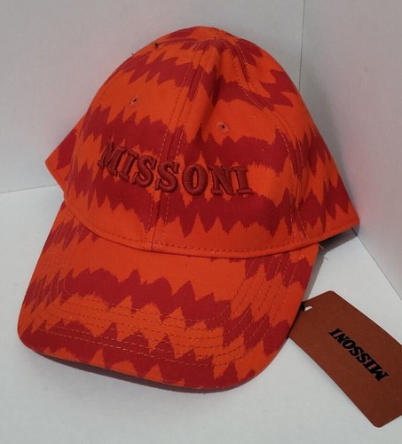 MISSONI Baseball Cap Orange Red Classic Logo Zig Zag Mens 100 Cotton ...