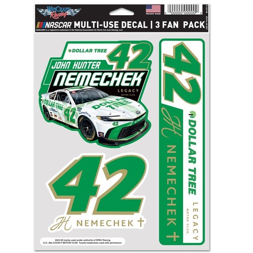 John Hunter Nemechek 2024 Wincraft #42 Dollar Tree Multi Use Decal ...