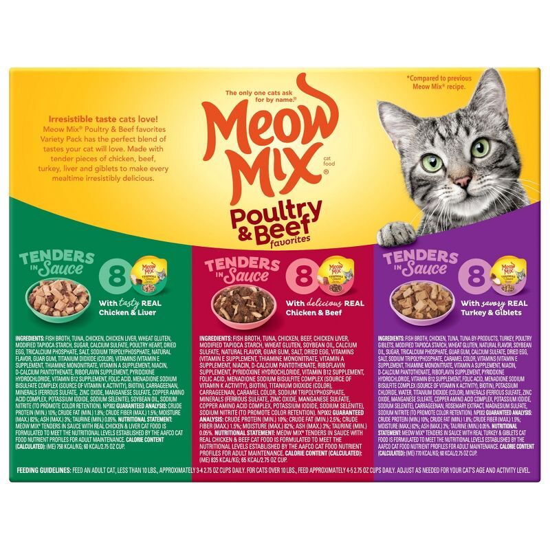 Meow Mix Tender with Liver, Turkey, Chicken Beef Wet Cat Food - 2.75oz ...
