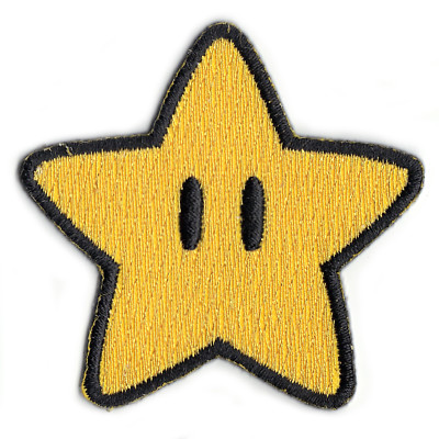 Nintendo Super Mario World Super Star Power Up Embroidered Iron on ...