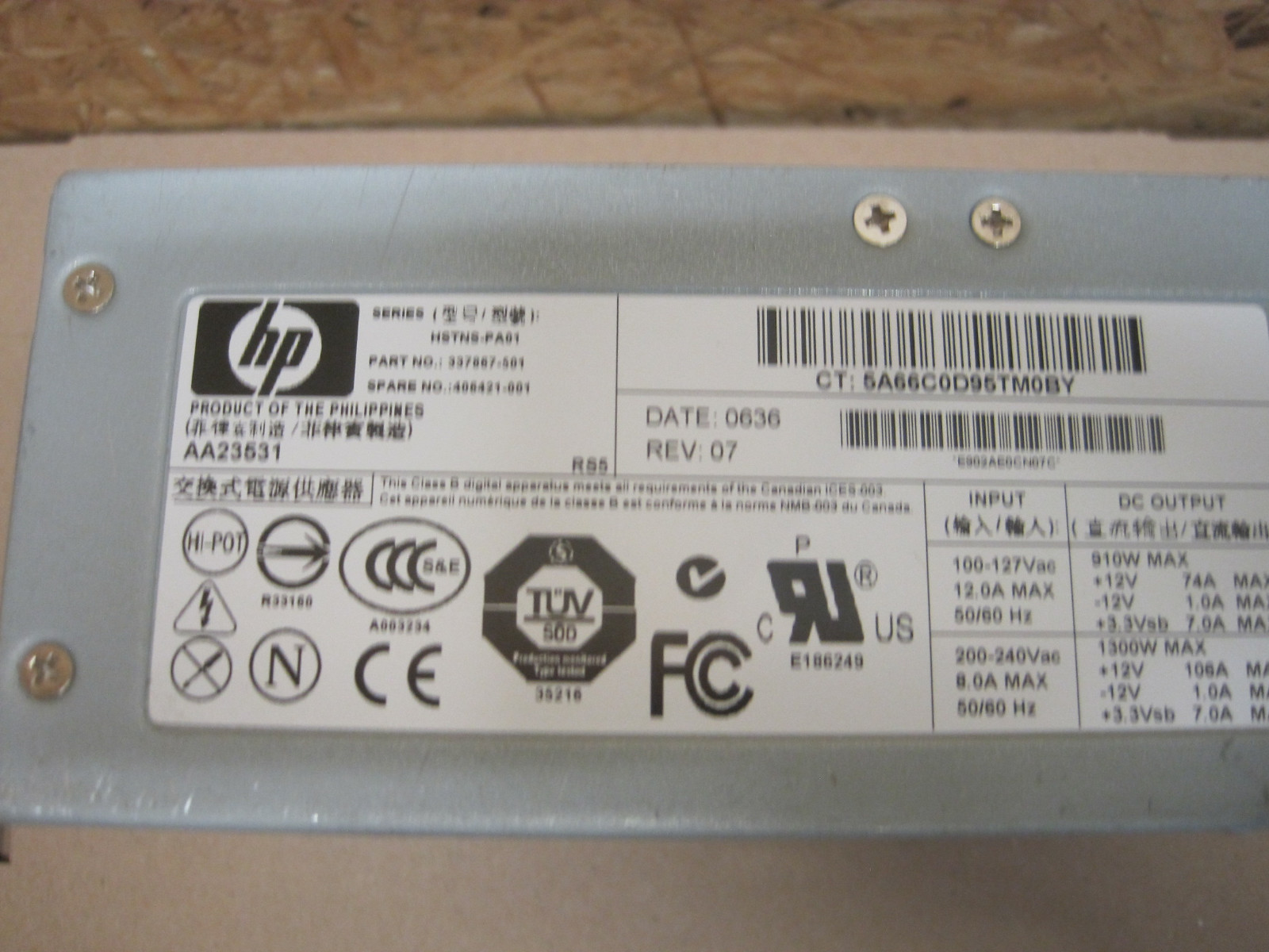 Netzteil HP HSTNS-PA01 337867-501 406421-001 1300W AA23531 ProLiant ...