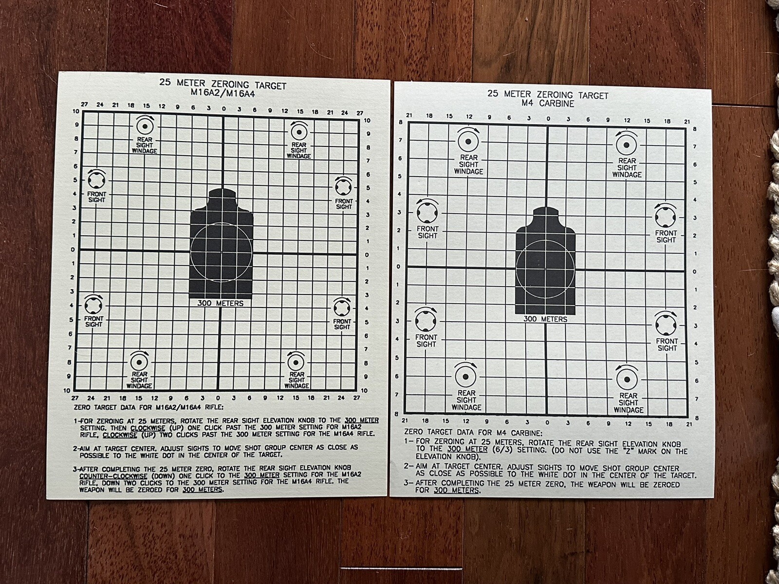 Military Issued 25 m Zeroing Target. Different Models On Two Sides See ...
