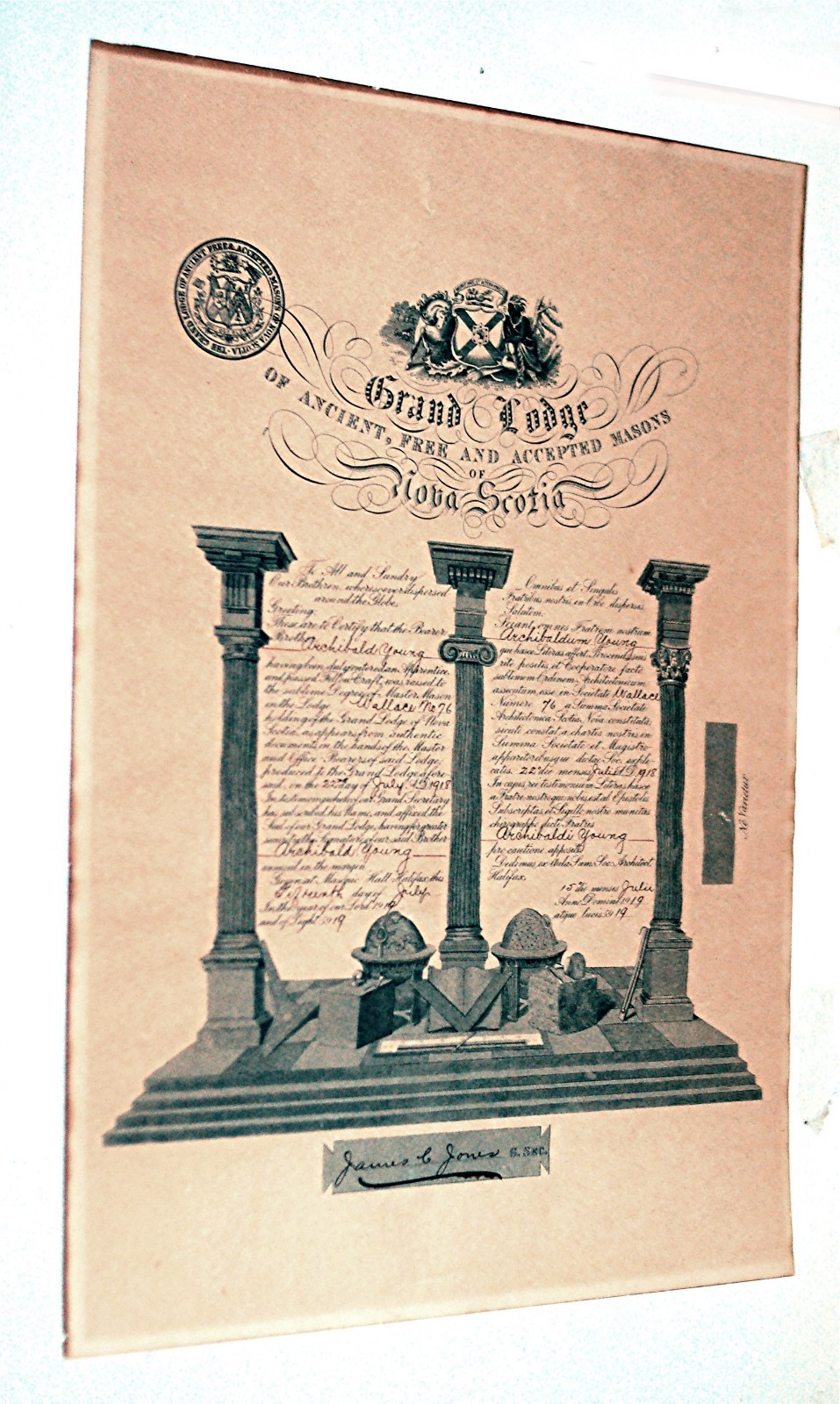 ORIGINAL 1919 MASONIC DOCUMENT, NOVA SCOTIA .... FREEMASONRY | eBay