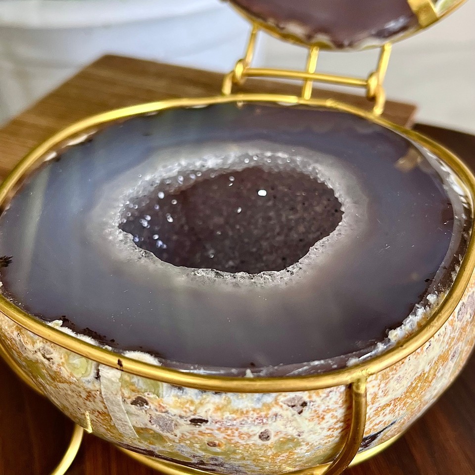 3.39lb Natural Agate Treasure Basin Quartz Geode Crystal Healing decor ...