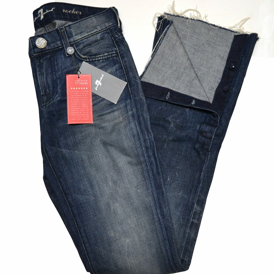 7 For All Mankind Womens Jeans 777 Bootcut Distressed Denim Bottoms ...