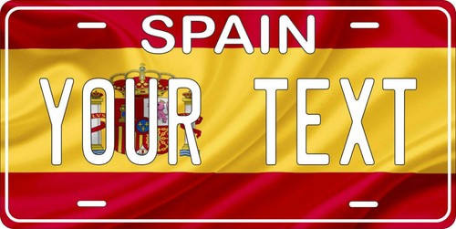 Spain Flag Wave License Plate Personalized Car Auto Bike Motorcycle ...