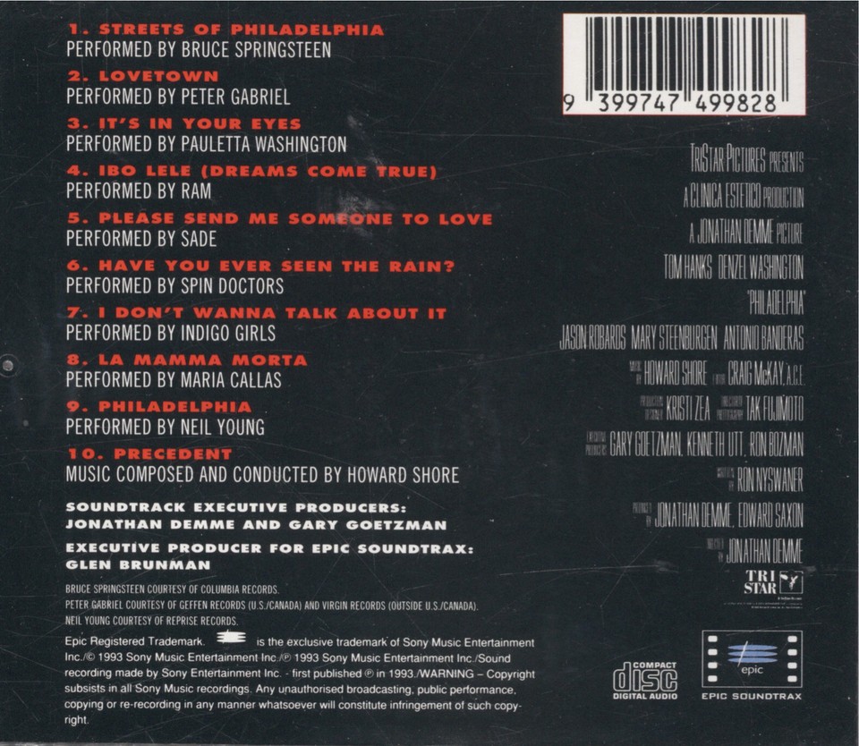 Philadelphia soundtrack CD | eBay