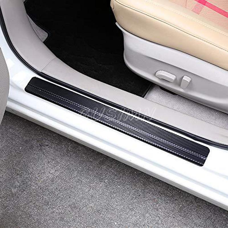 4pcs Carbon Fiber Car Door Plate Sill Scuff Cover Anti Scratch Sticker ...
