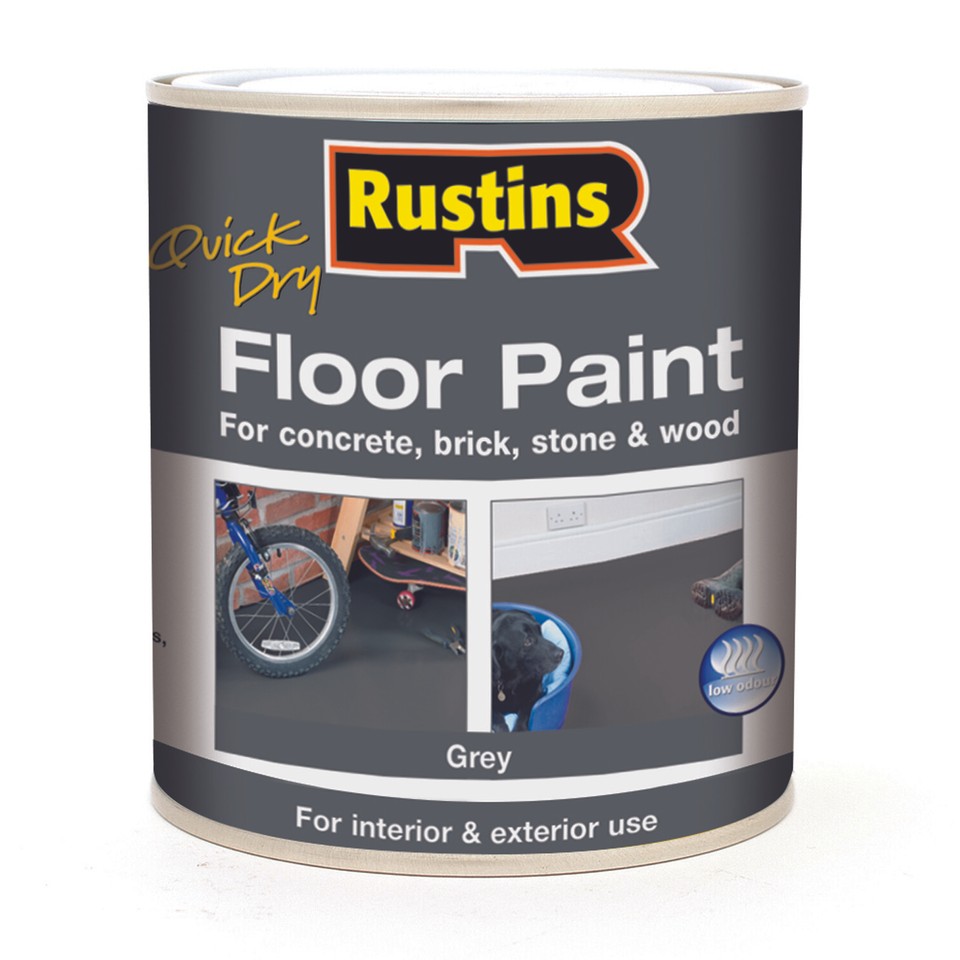 Rustins Quick Dry Floor Paint 1 Litre - Available in Grey, Black or Red ...
