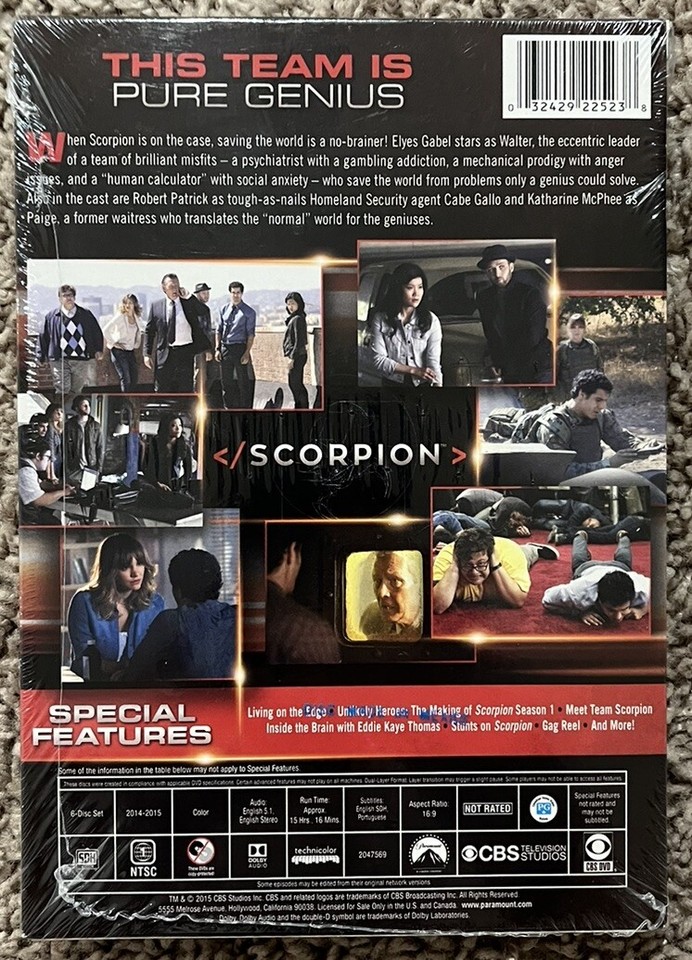 Scorpion: Season One (DVD, 2014 - 6 Disc Set) Brand New!!! 32429225238 ...