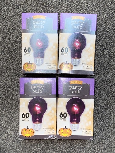 4x Party Light Bulb Glows Purple Spooky Halloween Mood Lighting - 60 ...