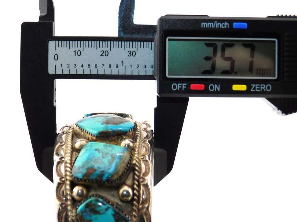 Navajo Edward Becenti Stamped 925 Sterling Silver & Turquoise Wide Cuff ...