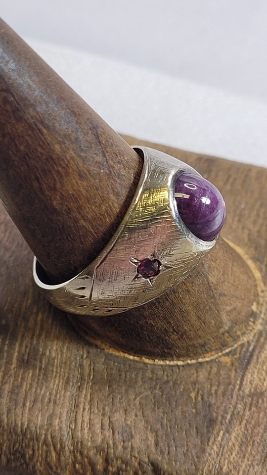 Mens 18K White Gold Star Ruby Ring Size 11 | eBay
