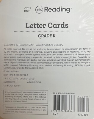 Grade K HMH Into Reading Letter Cards Kindergarten | eBay