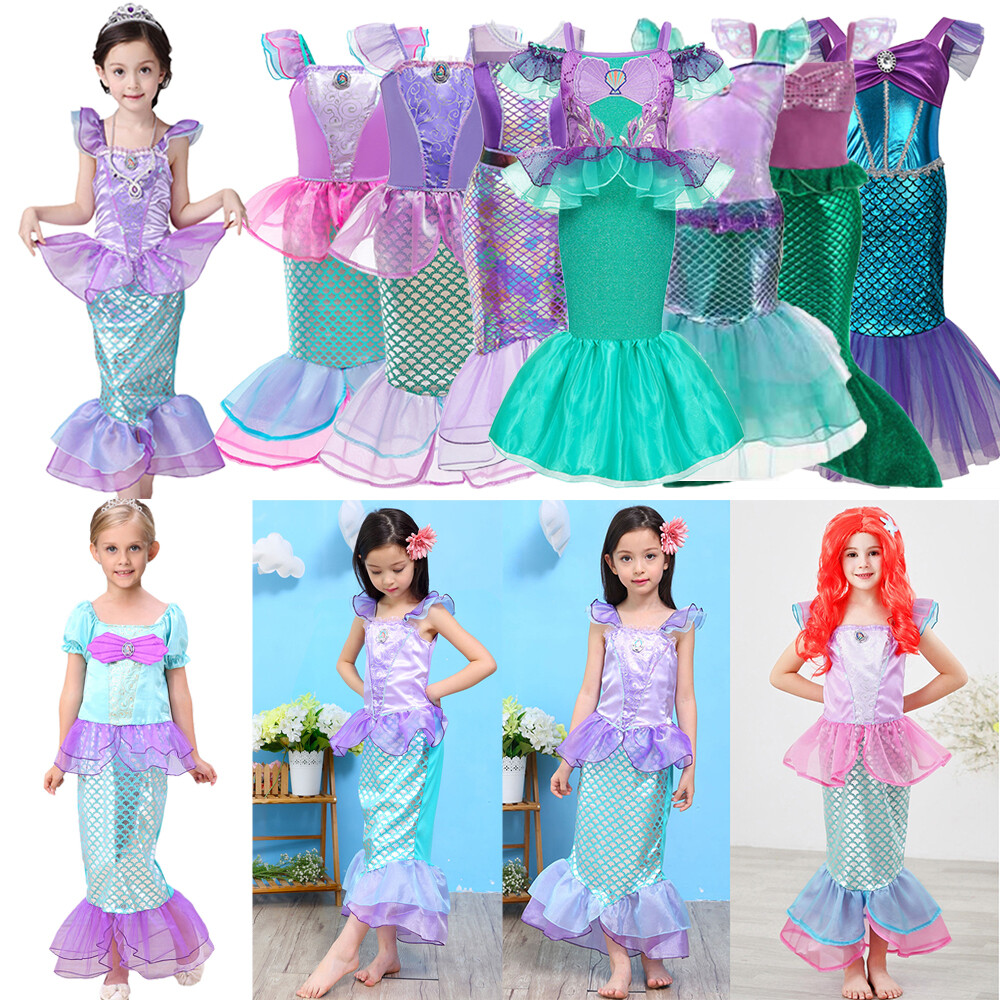 Kids Girls Mermaid Lovely Costume Cosply Princess Halloween Birthday ...