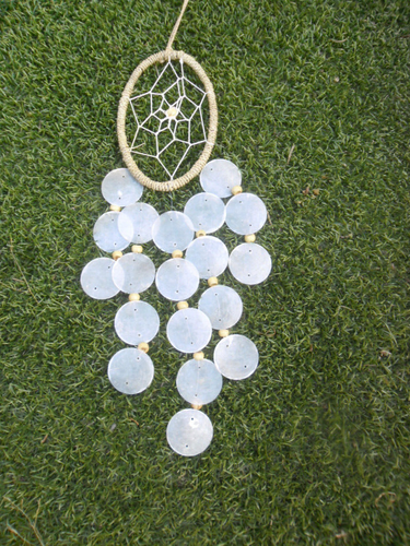 Capiz Shell Dream Catcher -9cm x 14cm main web - hangs approx: 50cm in ...