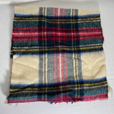 Wool Multi-Color Checkered Plaid Scarf Scarve Striped Fringe Red White ...