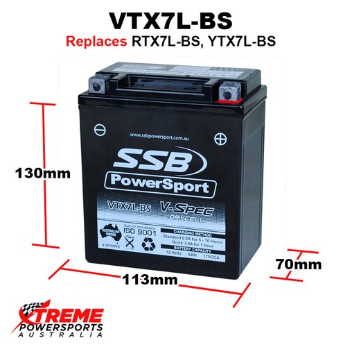 SSB V-Spec 12V 175CCA 6AH AGM Battery for Rieju MR Ranger 300 2021-2023 ...