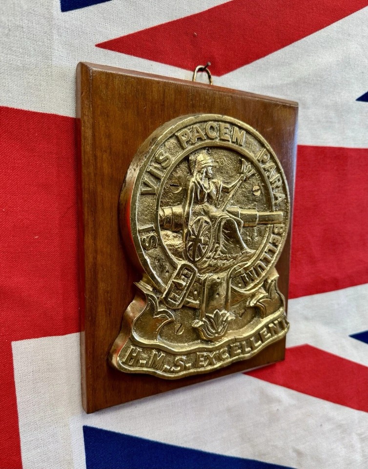 Fabulous Royal Navy HMS Excellent Solid Bronze Badge (c.1891-2025 ...