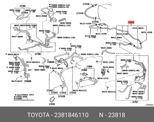 Genuine OE pipe, fuel vapor feed, 2381846110 for TOYOTA 23818-46110 | eBay