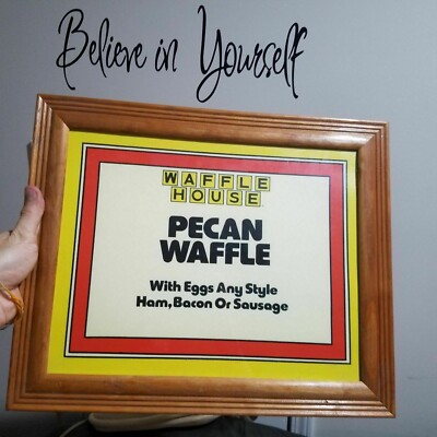 Waffle House sign Framed Man Cave Pecan Waffle HAM BACON Egg Sausage ...