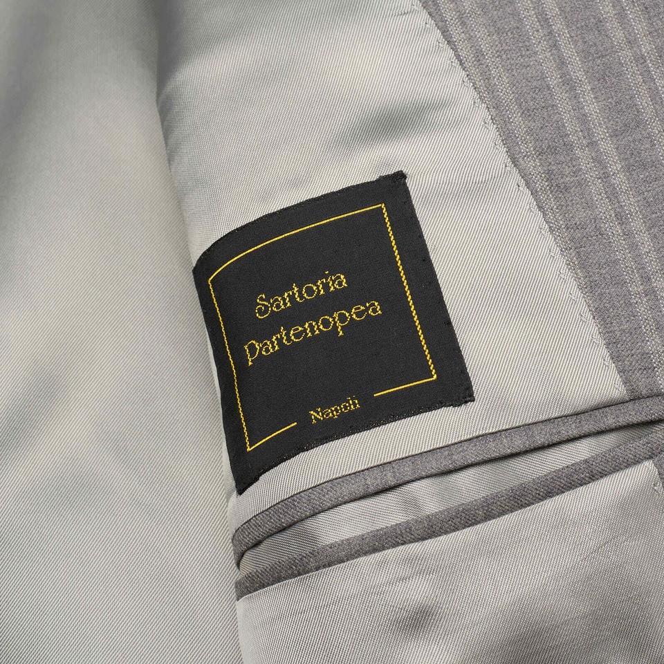 SARTORIA PARTENOPEA for VANNUCCI Gray Wool Handmade Suit EU 52 NEW US ...