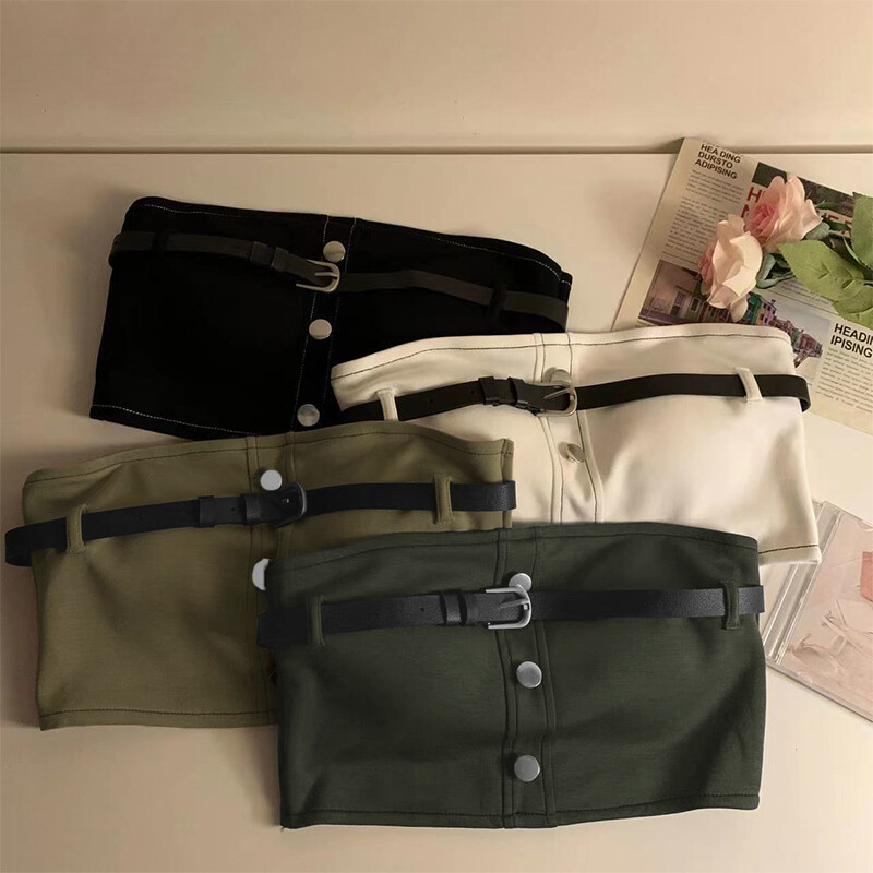 Hot Girl Strapless Camisole With Chest Pad Women Chic Additional Belt ...