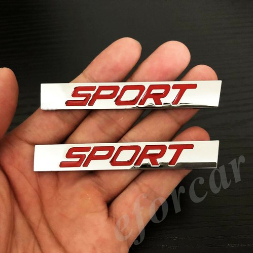 2x Metal Chrome Red Sport Car Trunk Rear Fender Door Emblem Badge Decal ...