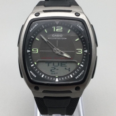 Casio Telememo 30 Watch Men 39mm Silver Tone Analog Digital 2747 AW-81 ...