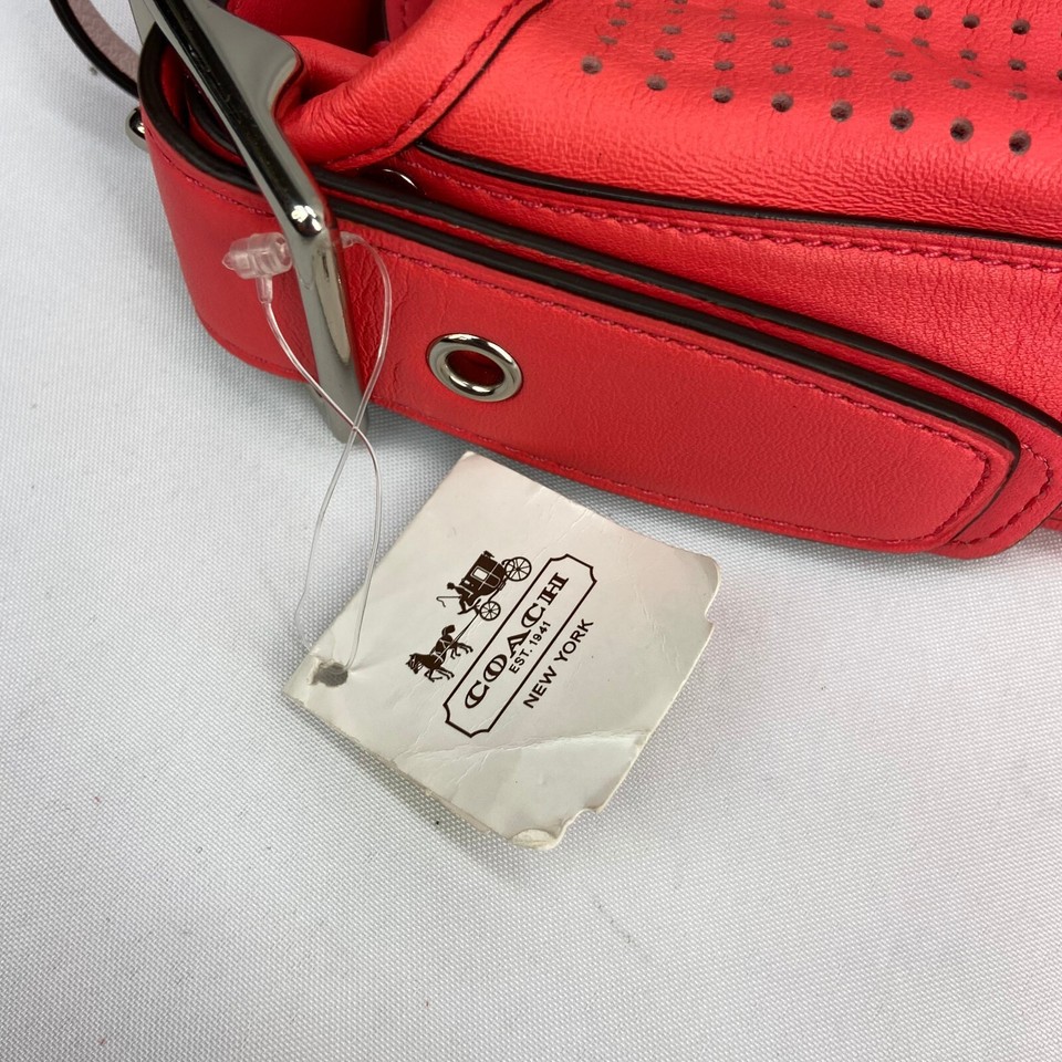 NWT COACH Leather Perf Watermelon Duffle Crossbody Shoulder Bag Purse ...