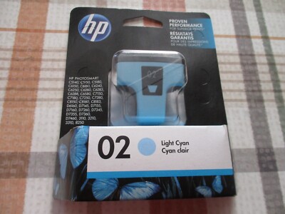 Genuine HP 02 Light Cyan Color Original Ink Printer Cartridge AUG 2016 ...