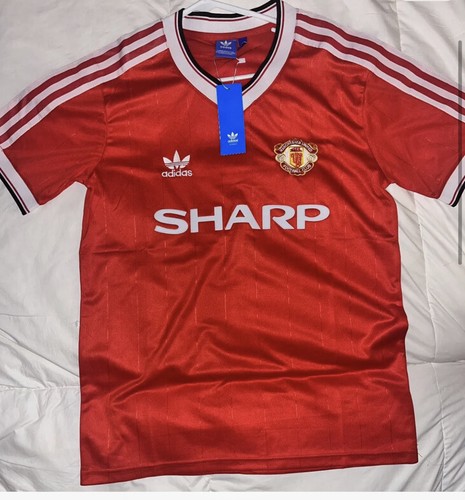Adidas Retro 84 Manchester United Football Club FC Red Soccer Jersey M ...
