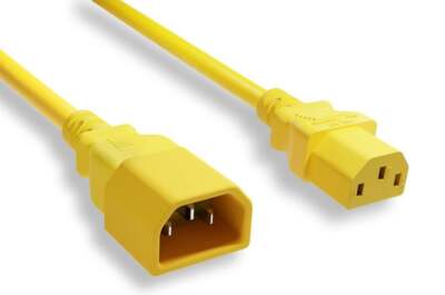 SF Cable C14 to C13 Extension Power Cord, 6 feet - 18 AWG - Yellow | eBay