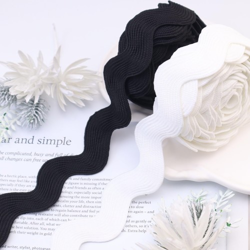 Rick Rack Wide Rick Rack Wave Bending Fringe Trim 4 Yards Black RIC Rac ...