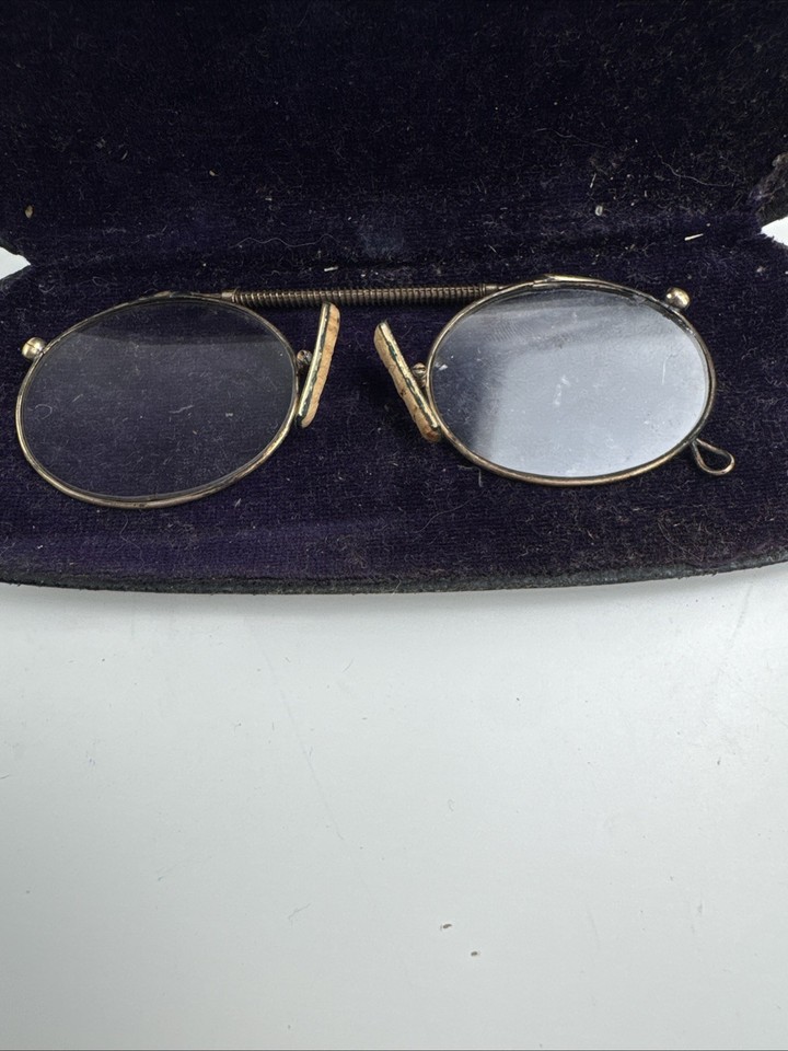 Antique Folding Pinz Nez Glasses With Original Case | eBay UK