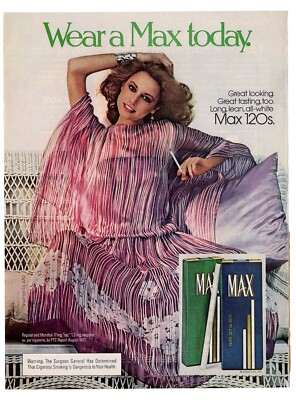 vintage 1970s mag print ad MAX cigarettes smoking mancave sexy lady Max ...
