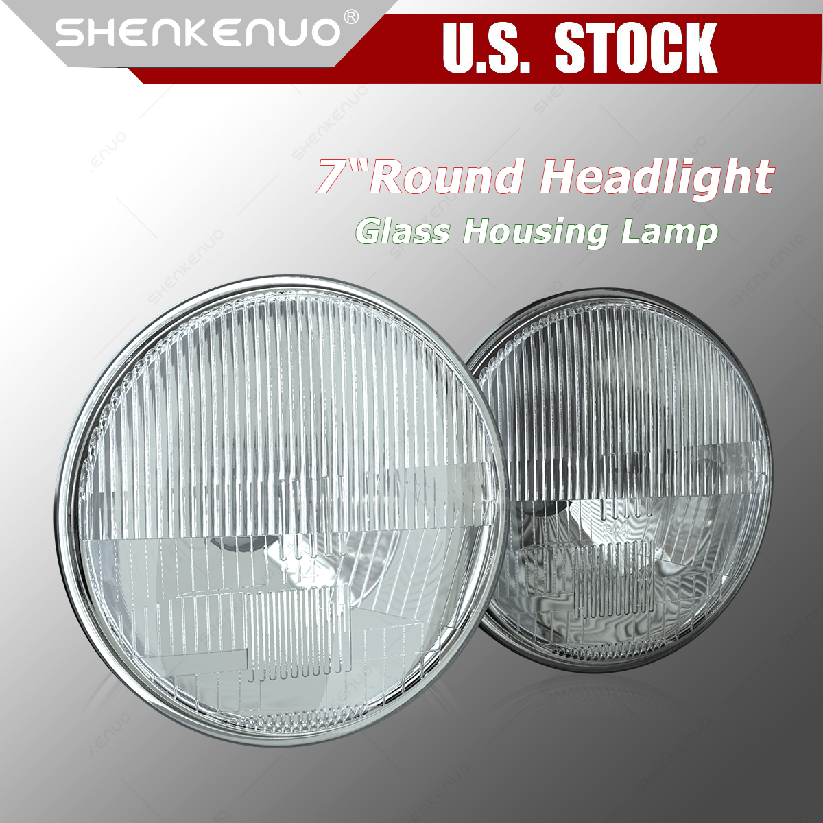 H6024 7" Round Glass Headlight Housing H4 Conversion Lights LOOK PAIR ...