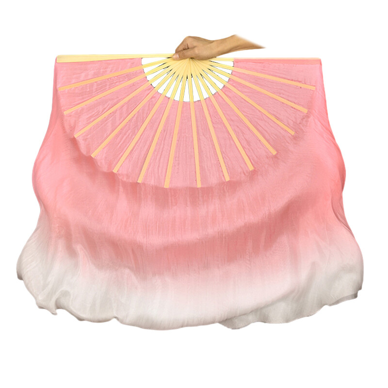 Half Circle Double Side Fan Folk Dance Long Flutter Fan Veils Bamboo ...