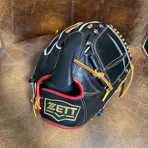 ZETT 12-Inch Hardball Pitcher’s Glove - Steer Hide Leather, Black/Red ...