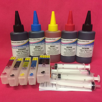 Refillable Cartridges + INK for Epson Expression Premium XP 510 520 600 ...